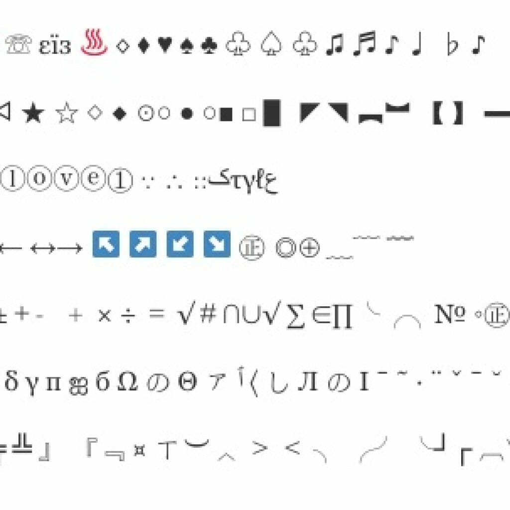 Simbolos, letras, iconos para adornar youtube, facebook, twitter